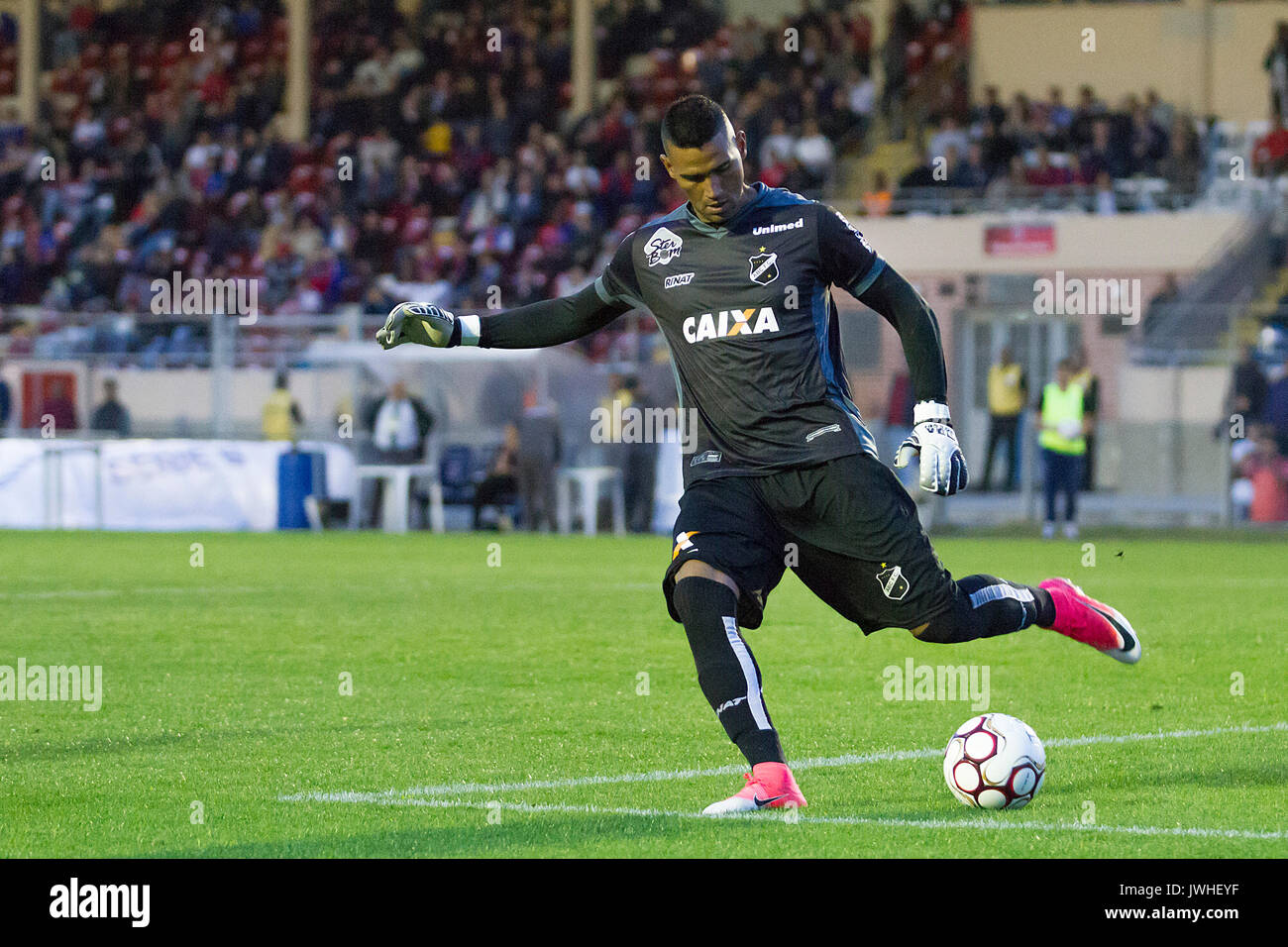 Curitiba, Brazil. 12th Aug, 2017. Goalkeeper Edson, of ABC, during ...