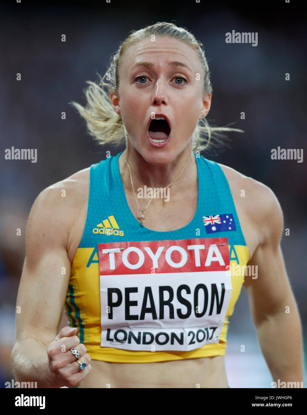 London, Britain. 12th Aug, 2017. Sally Pearson of Australia celebrates ...