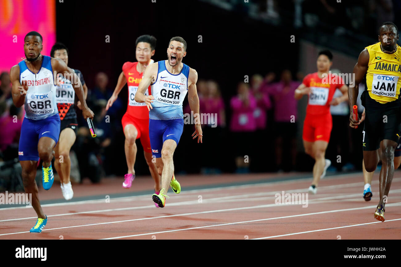 (170813) -- LONDON, Aug. 13, 2017 -- Nethaneel Mitchell-Blake (Front, L ...