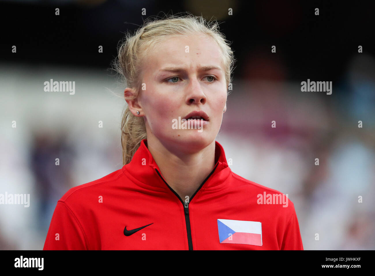 London, UK. 12th Aug, 2017. Michaela Hrubá, Czech Republic, in the women's high jump final on ...