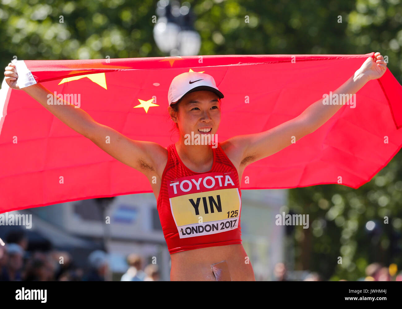 London, UK. 13th Aug, 2017. Yin Hang of China celebrates after the ...