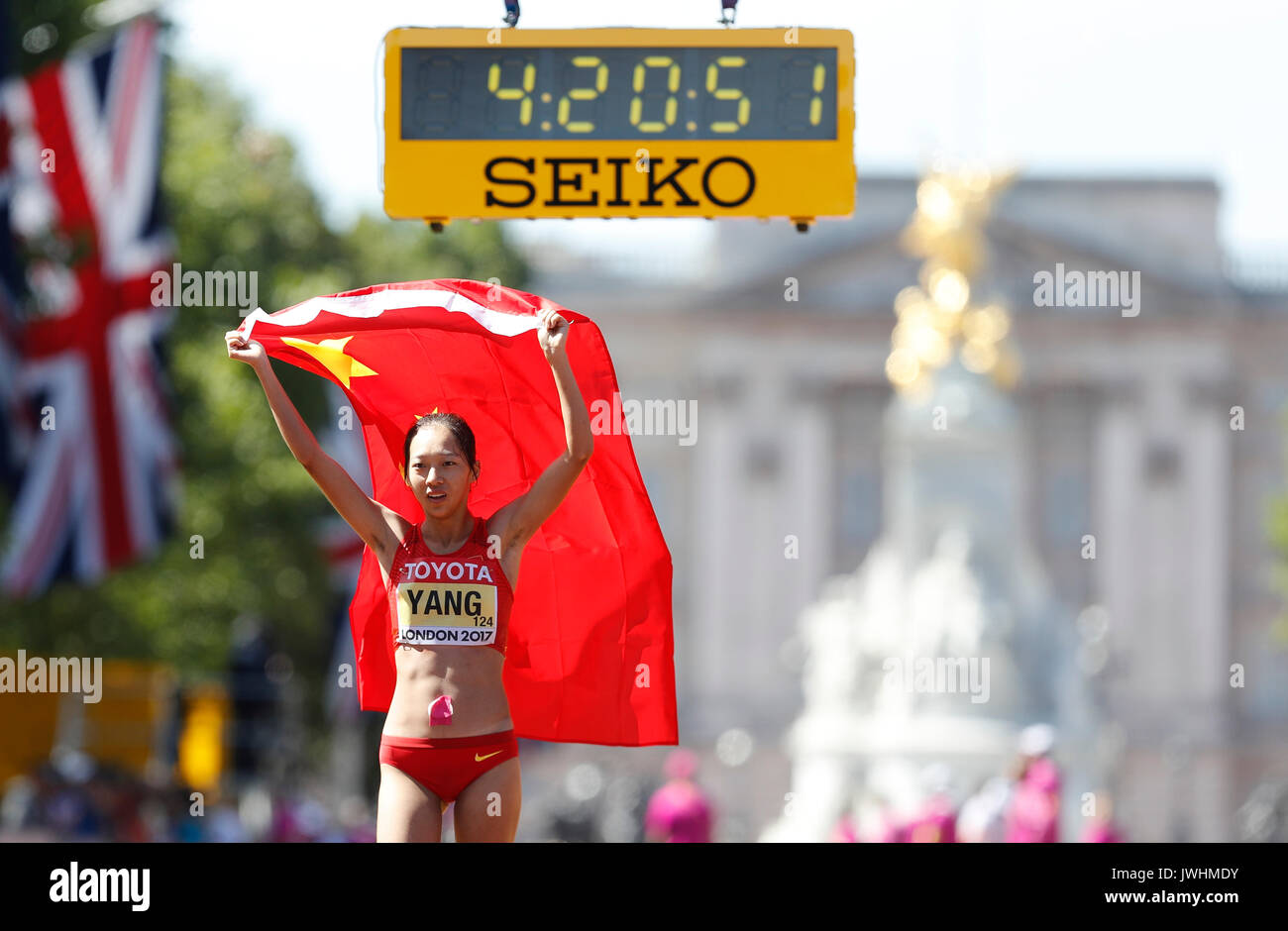 London, UK. 13th Aug, 2017. Yang Shuqing of China celebrates after the ...