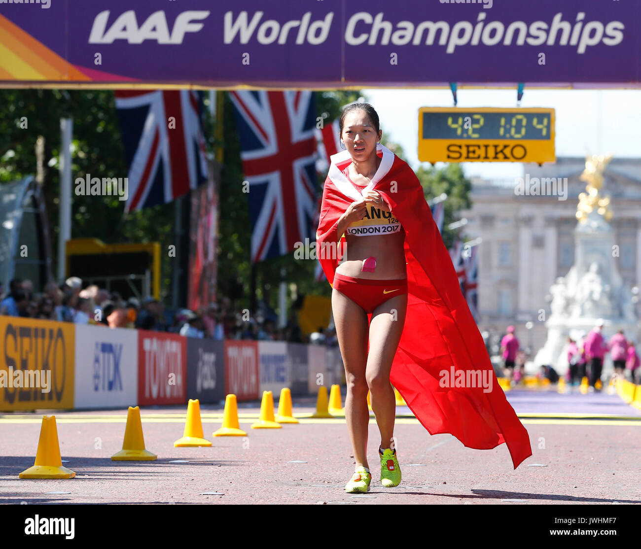 London, UK. 13th Aug, 2017. Yang Shuqing of China celebrates after the ...