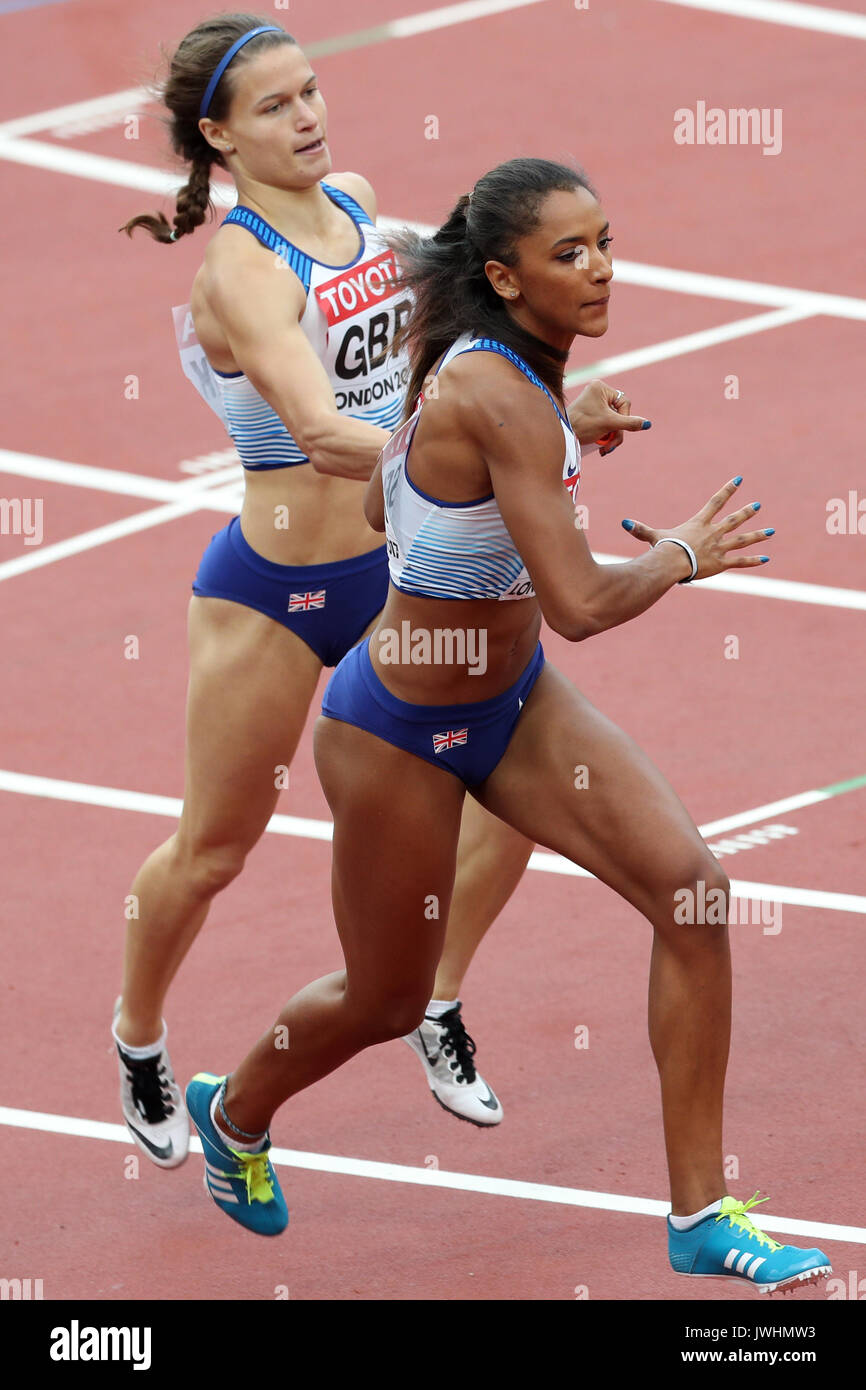 Great Britain's Laviai Nielsen receives the baton from Zoey Clark in ... Great Britain's Laviai Nielsen receives the baton from Zoey Clark in ...