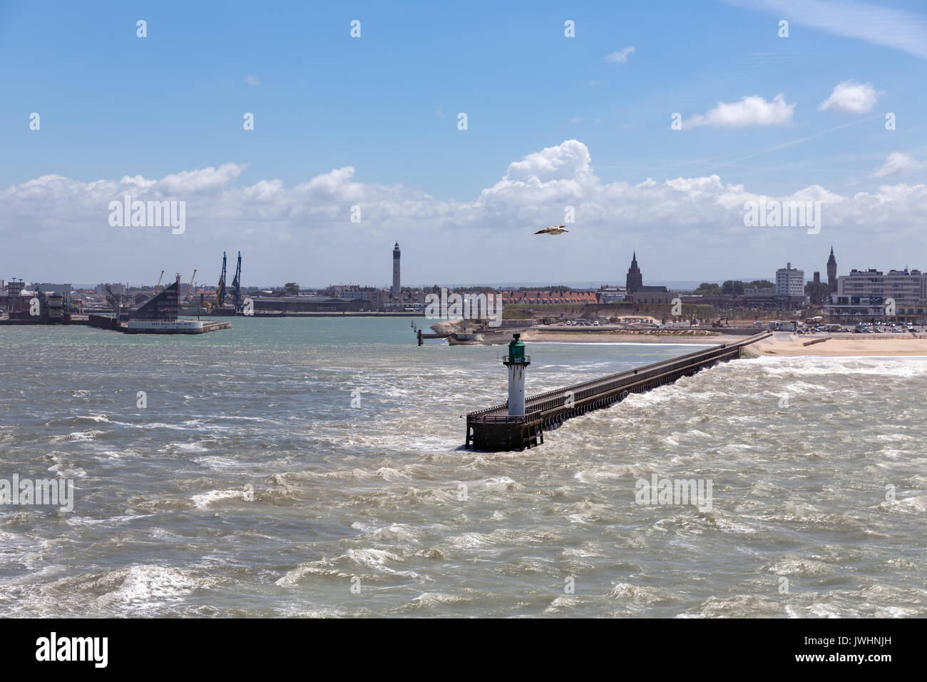 French harbor of Calais with breakwater and heavy storm Stock Photo - Alamy