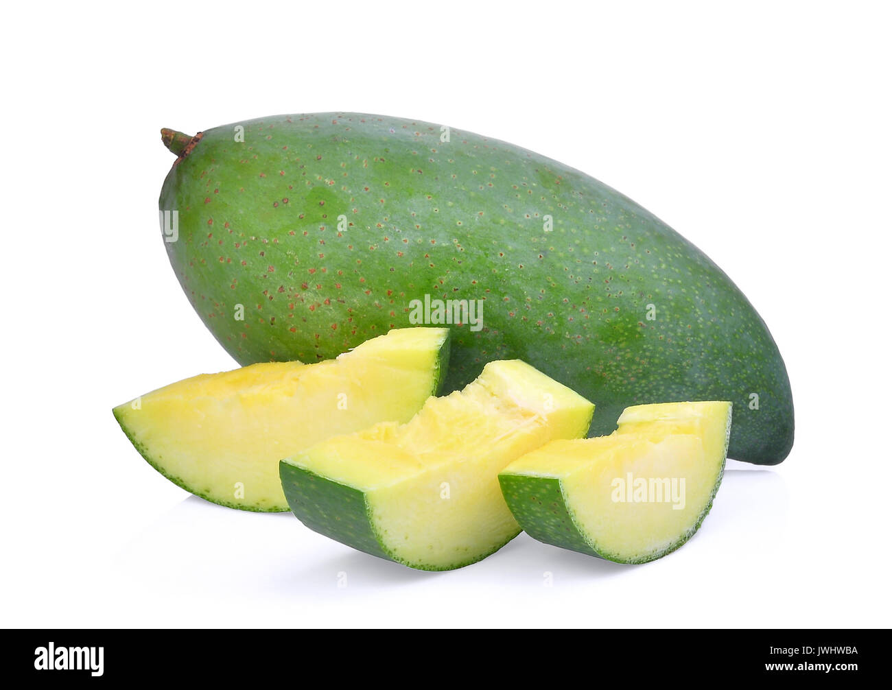 fresh green mango isolated on white background Stock Photo - Alamy