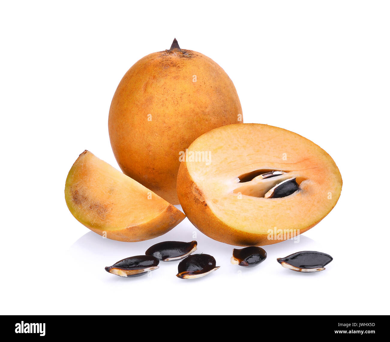 fresh sapodilla fruit isolated on white background Stock Photo - Alamy