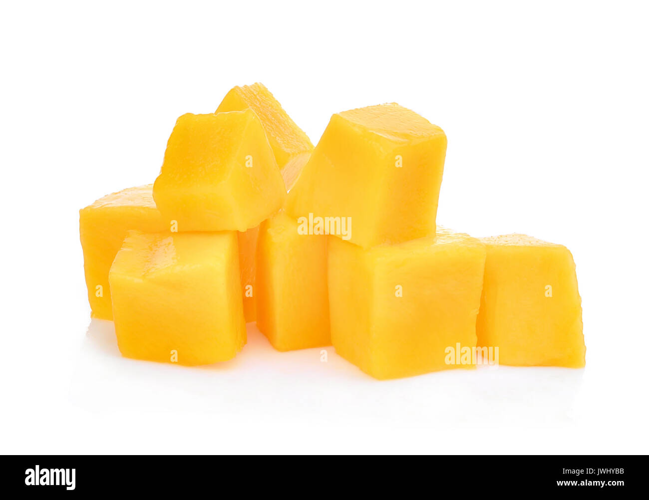 fresh mango cubes isolated on white background Stock Photo - Alamy