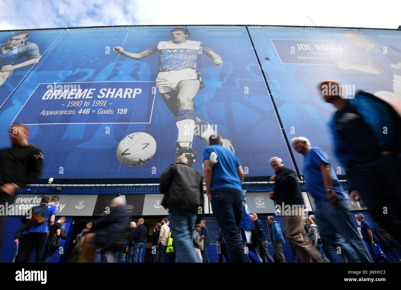 Everton fans outside the stadium before the Premier League match at ...