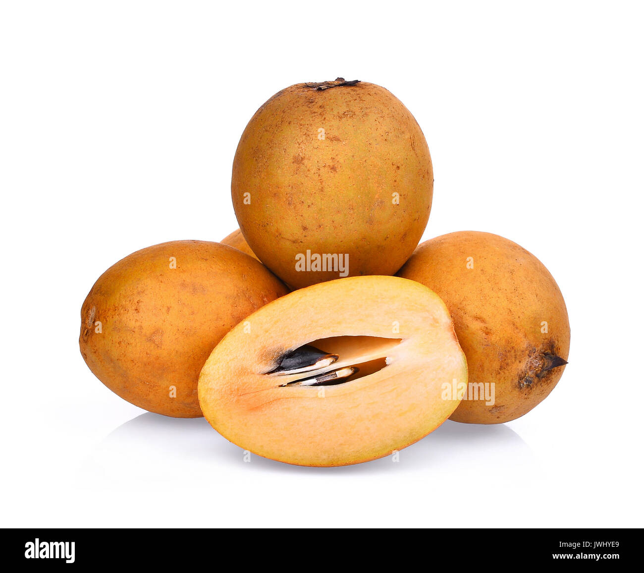 fresh sapodilla fruit isolated on white background Stock Photo - Alamy