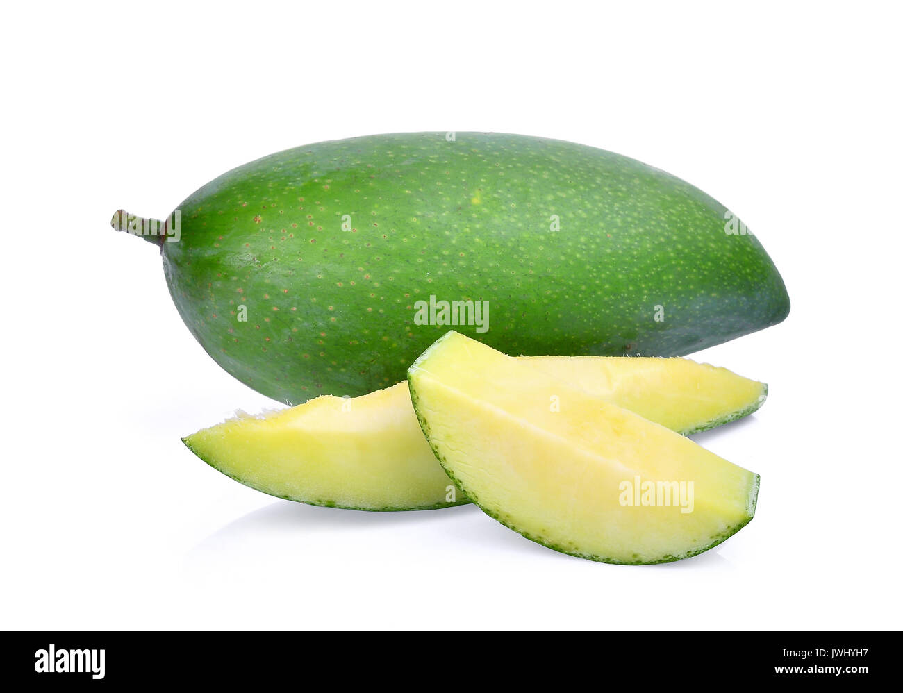 fresh green mango isolated on white background Stock Photo - Alamy