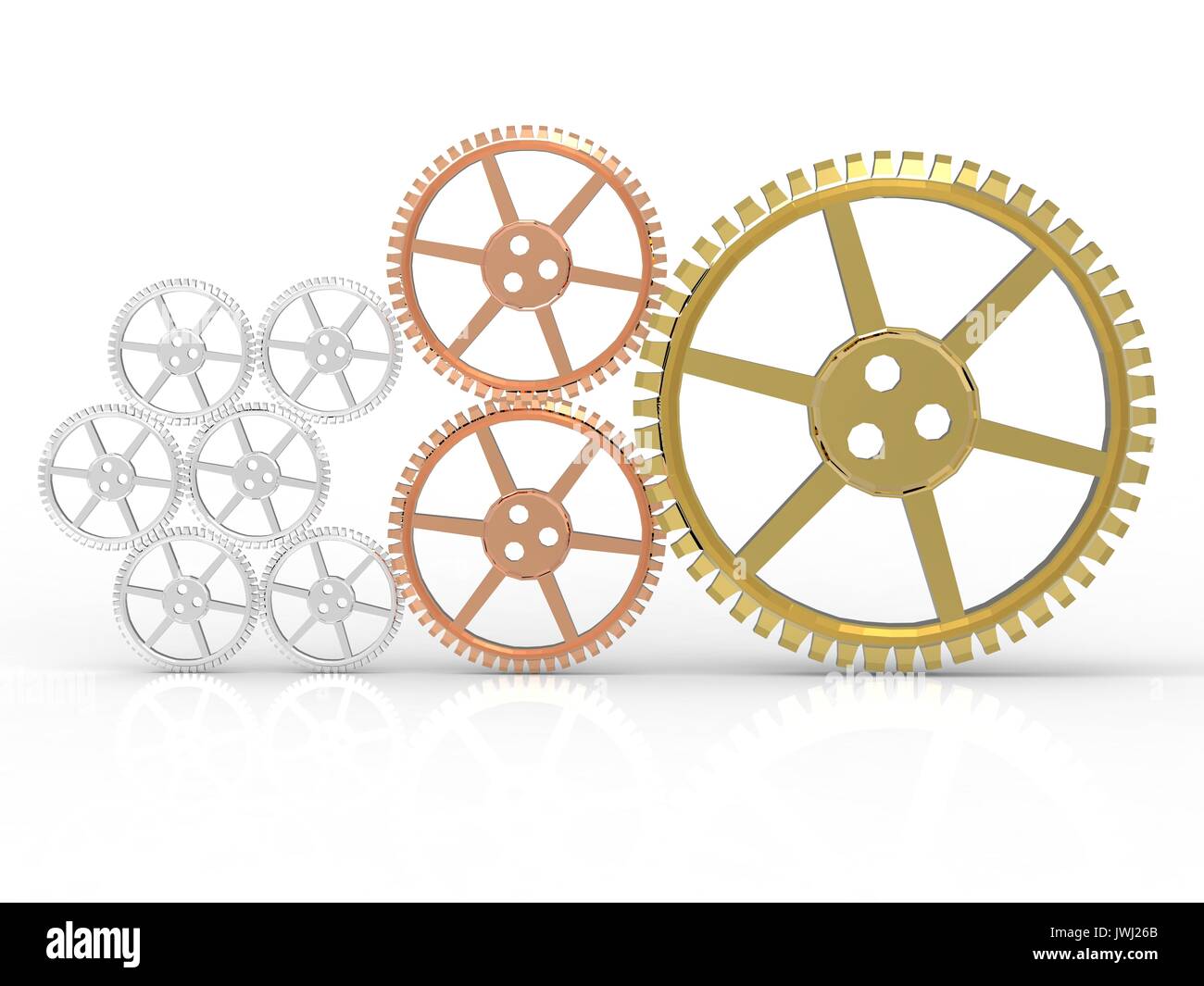 leadership concept with golden gear and silver gears Stock Photo - Alamy