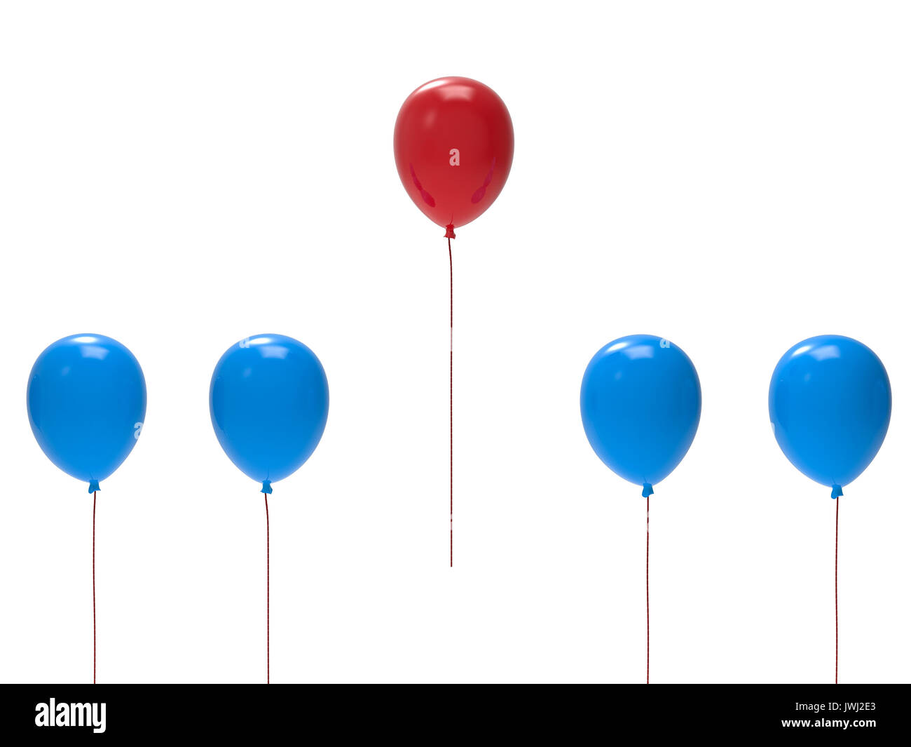 leadership concept with red balloon among blue balloons Stock Photo - Alamy