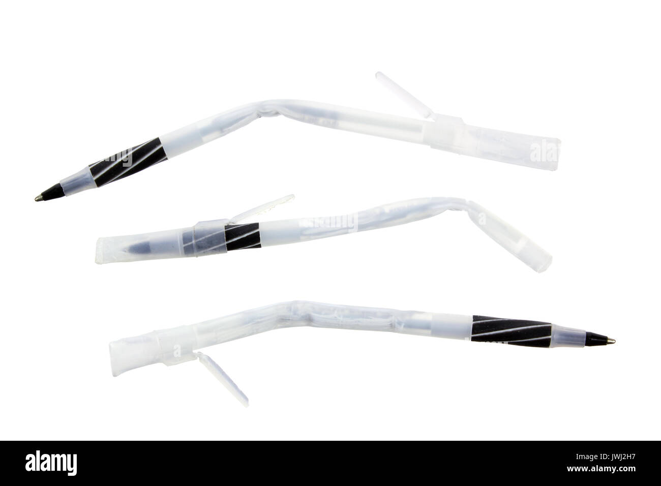 Broken Ballpoint Pens on White Background Stock Photo - Alamy