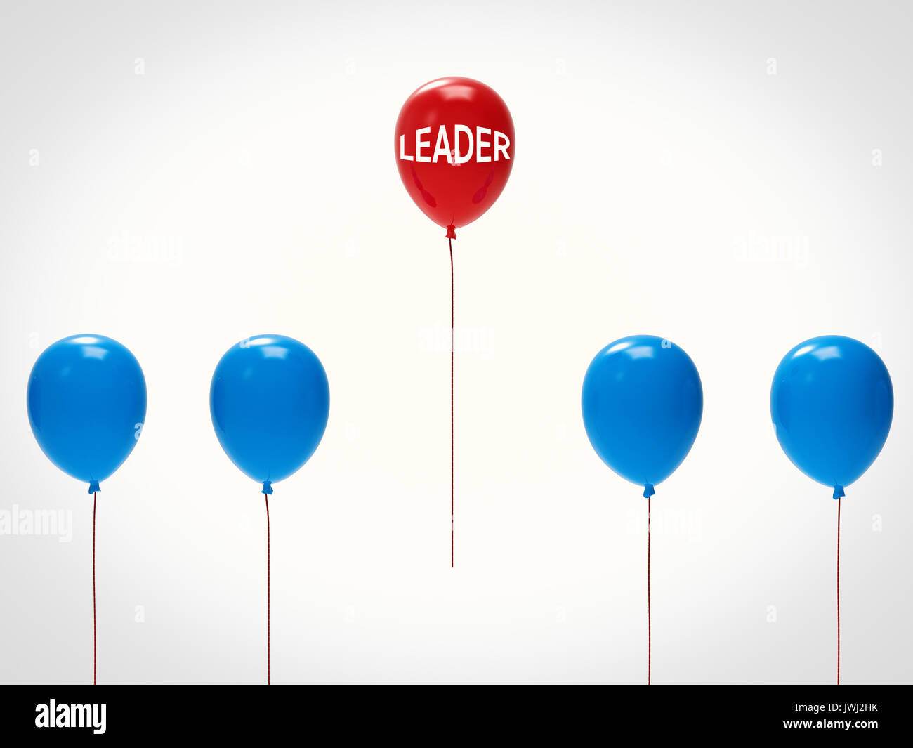 leadership concept with red balloon among blue balloons Stock Photo - Alamy