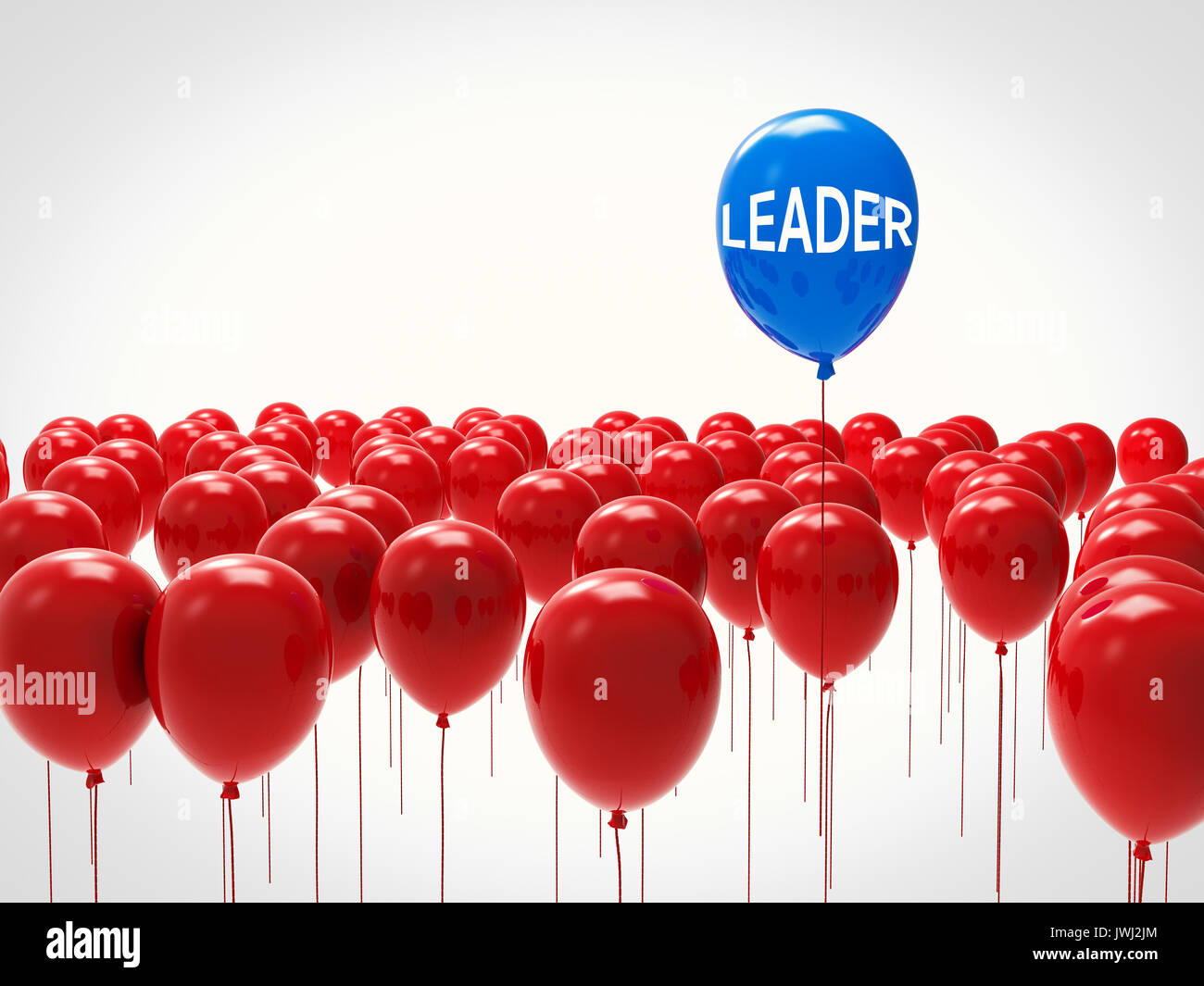 leadership concept with blue balloon among red balloons Stock Photo - Alamy