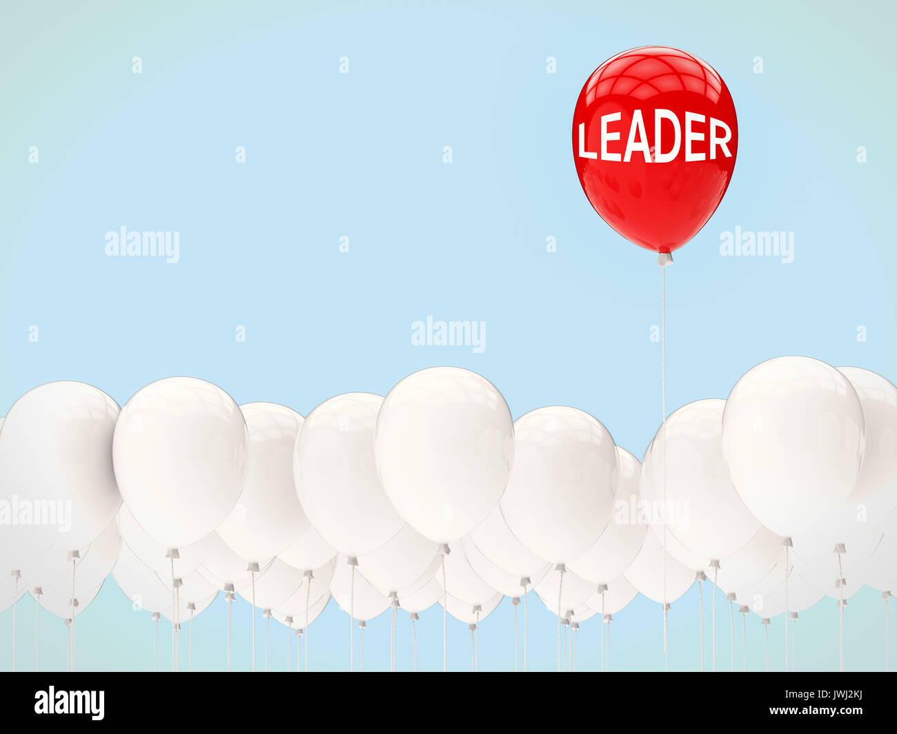 leadership concept with red balloon among blue balloons Stock Photo - Alamy
