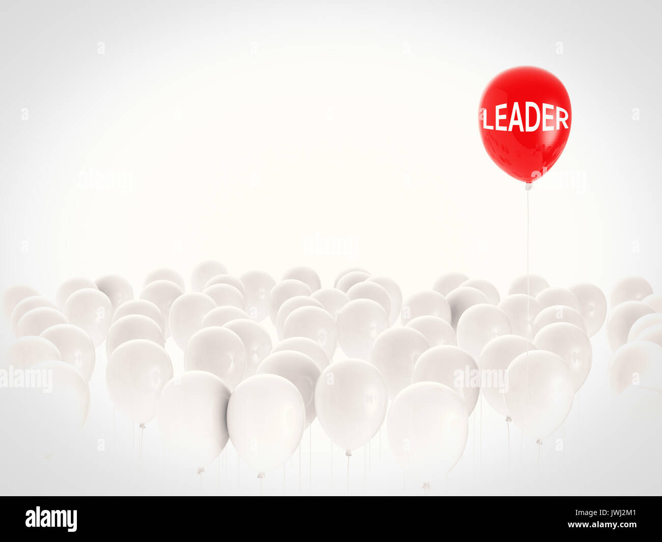 leadership concept with red balloon among blue balloons Stock Photo - Alamy