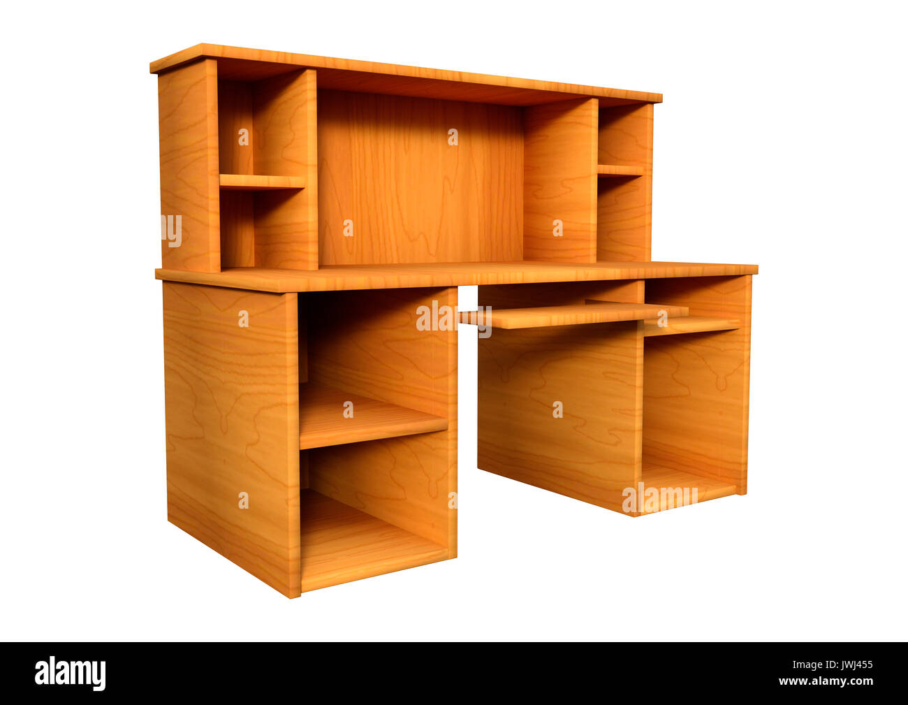 3D rendering of a wooden desk isolated on white background Stock Photo ...