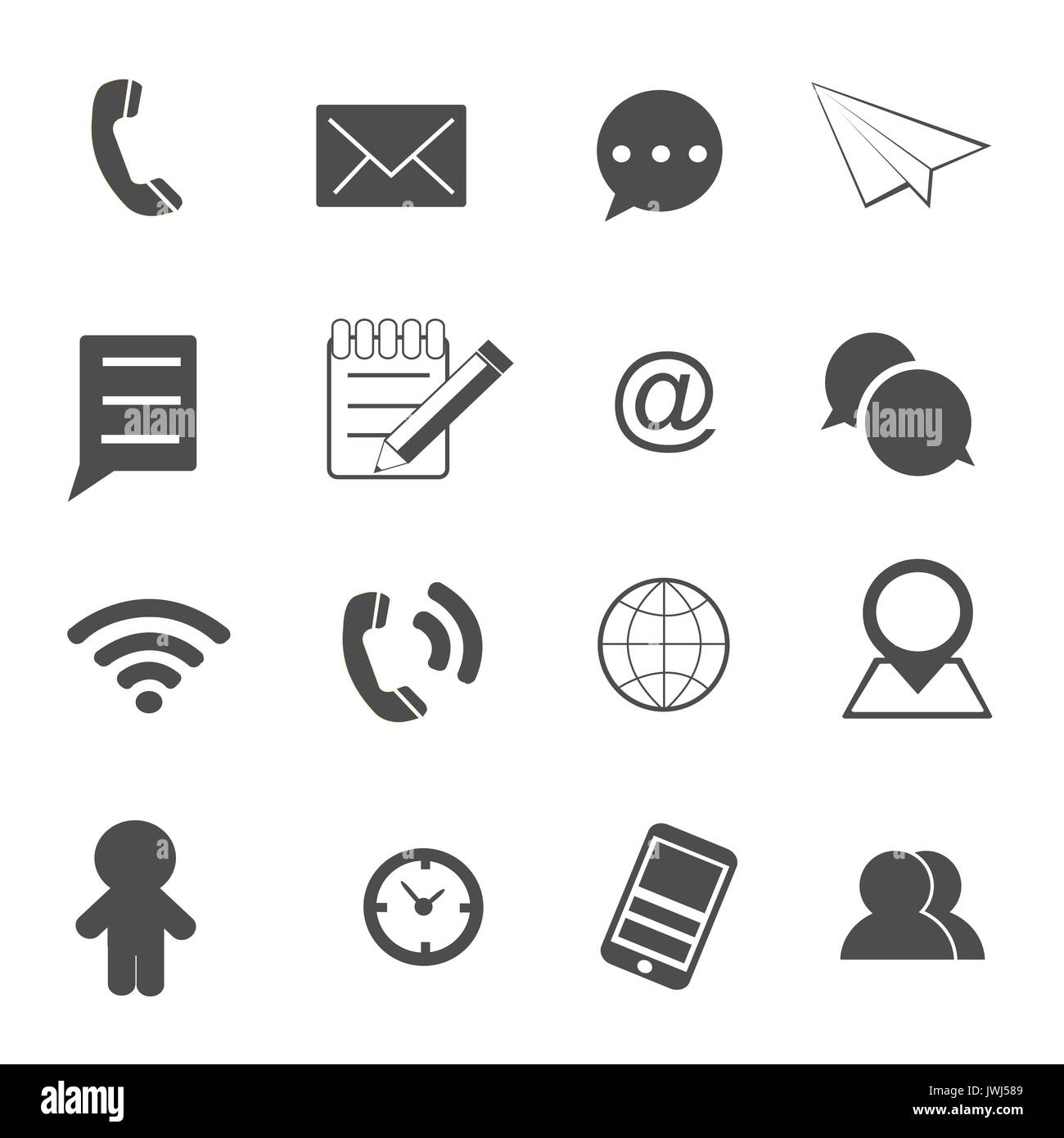 Email communication icon set Black and White Stock Photos & Images - Alamy
