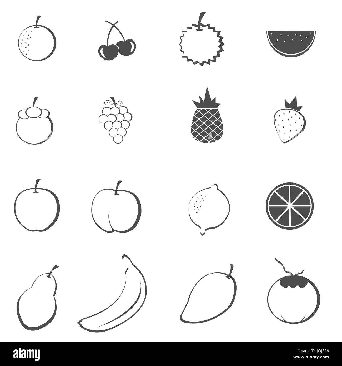 Lemon fruit line art Black and White Stock Photos & Images - Alamy