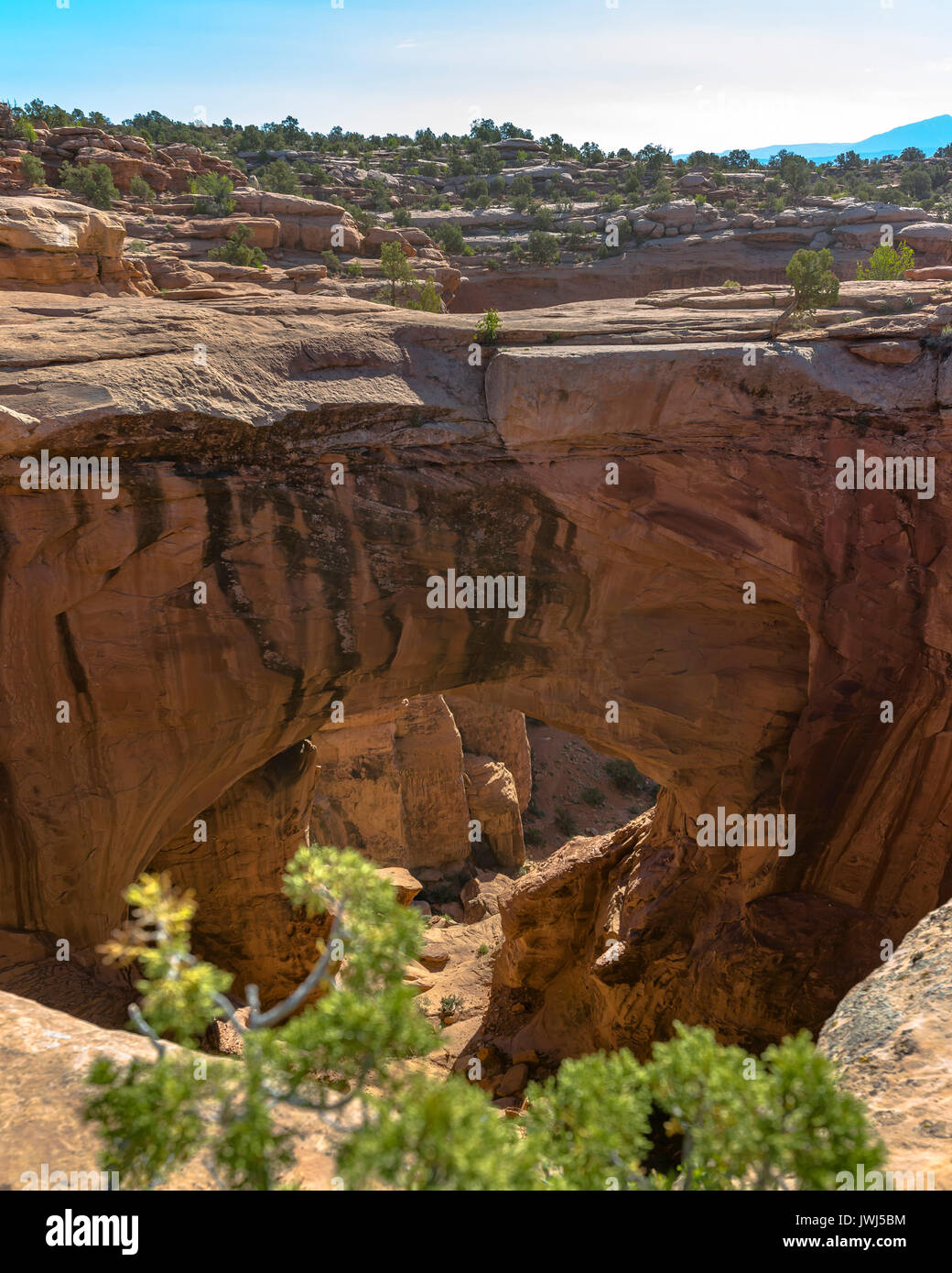 Gemini Bridges shot from above and looking down into the valley. Moab ...