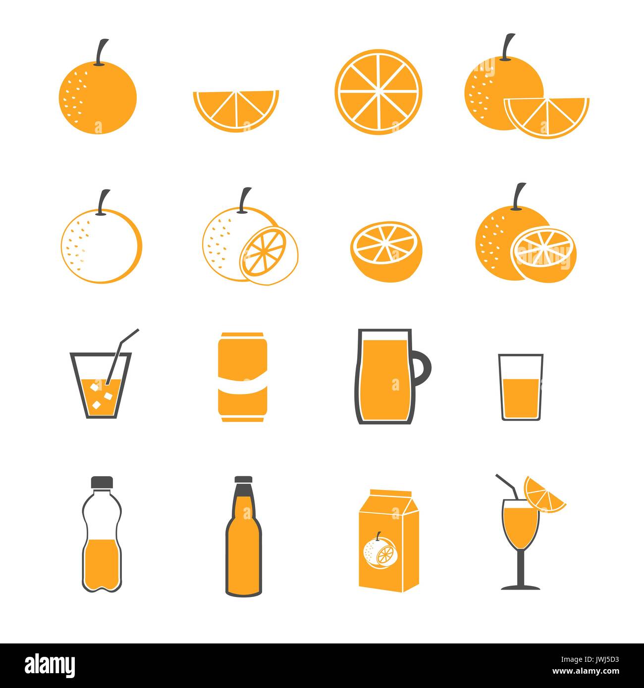 orange and juice icons set vector Stock Photo - Alamy