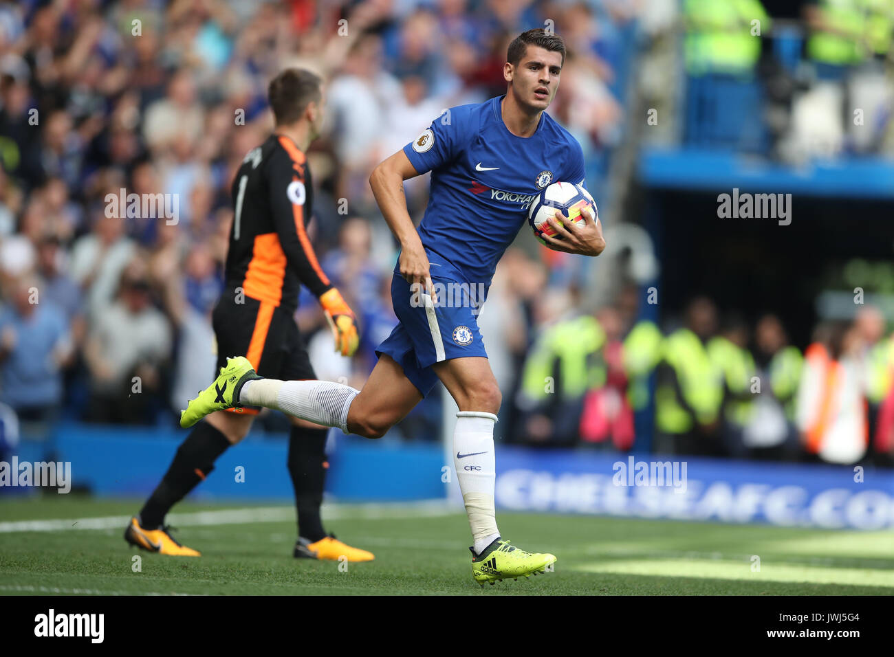 Chelsea's Alvaro Morata celebrates scoring his side's first goal of the ...