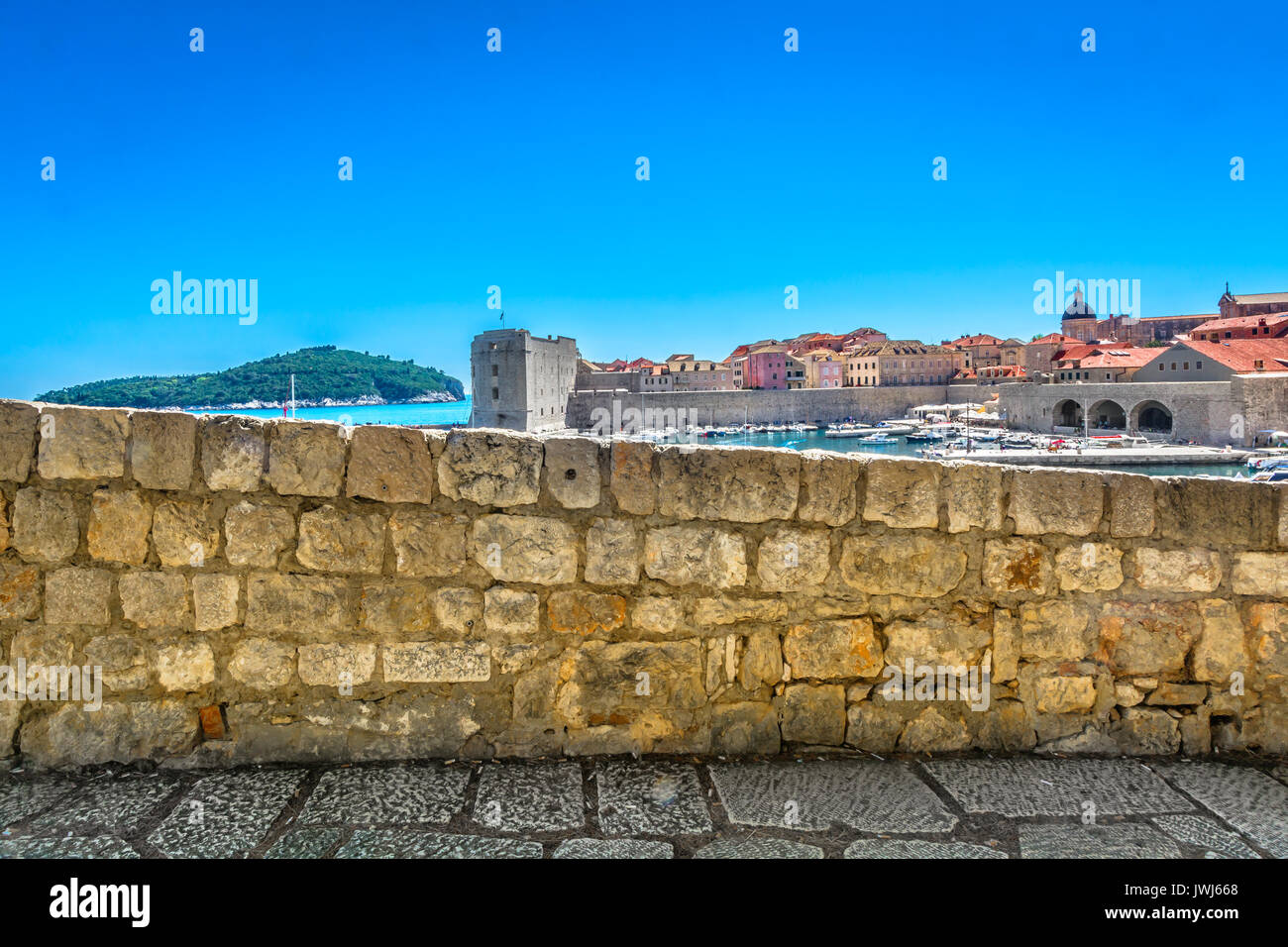 Scenic view at Dubrovnik old town and sea port, Croatia Stock Photo - Alamy