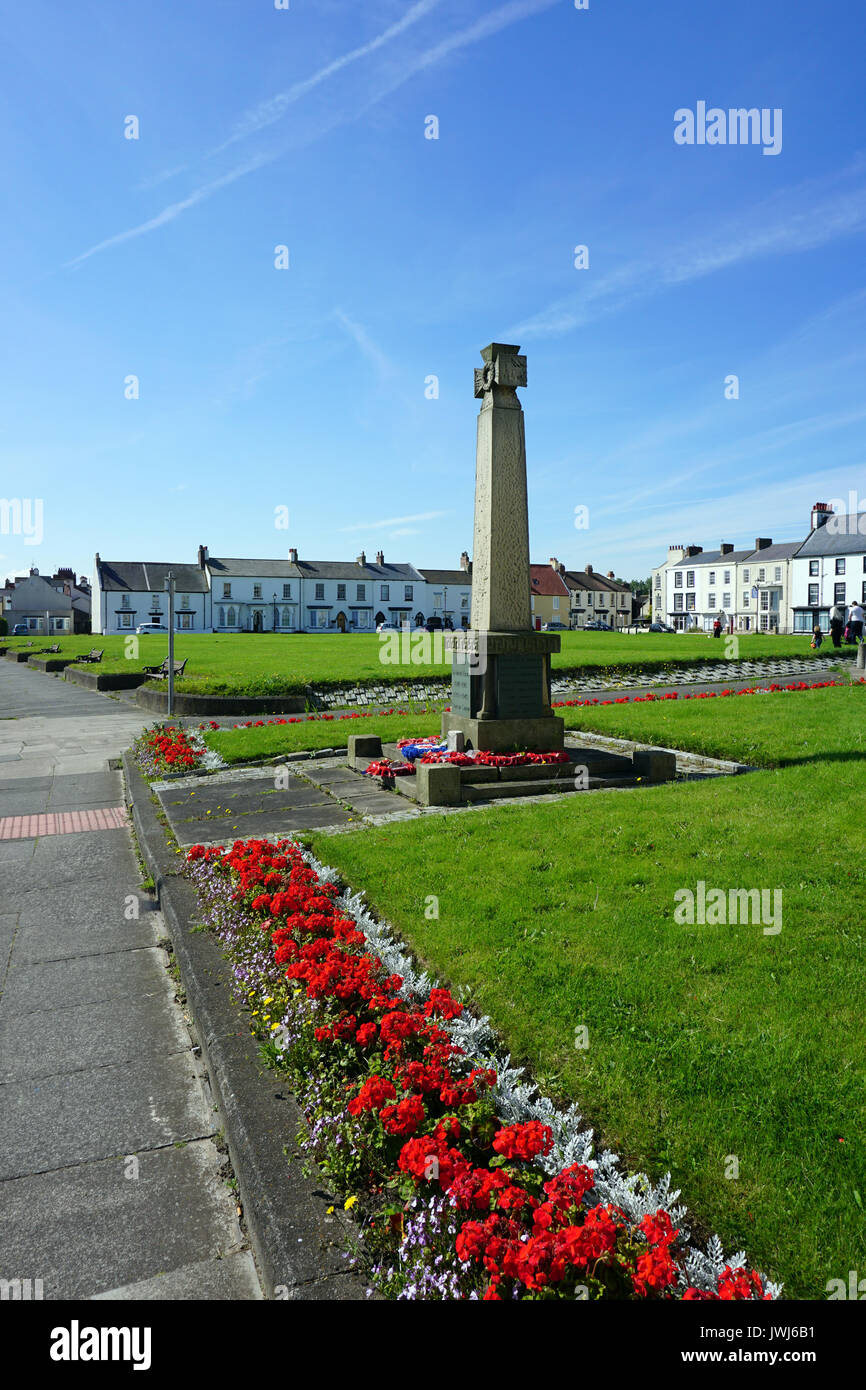 Stone Cross WW1 WW2 War Memorial on the village Green Seaton Carew ...