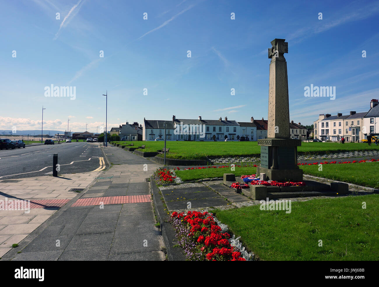 Stone Cross WW1 WW2 War Memorial on the village Green Seaton Carew ...
