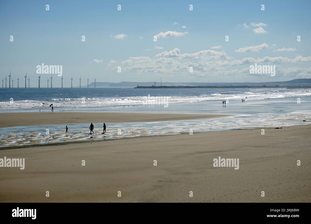 Summer Holidaymakers on the Beach at Seaton Carew Hartlepool England ...