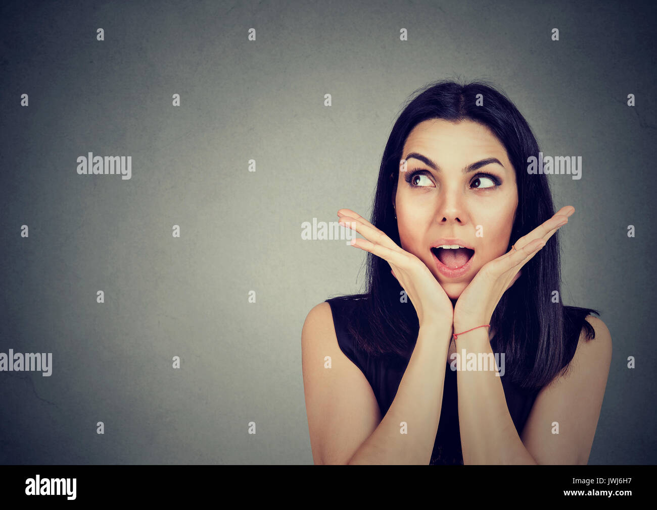 Beautiful face surprised happy one hi-res stock photography and images ...