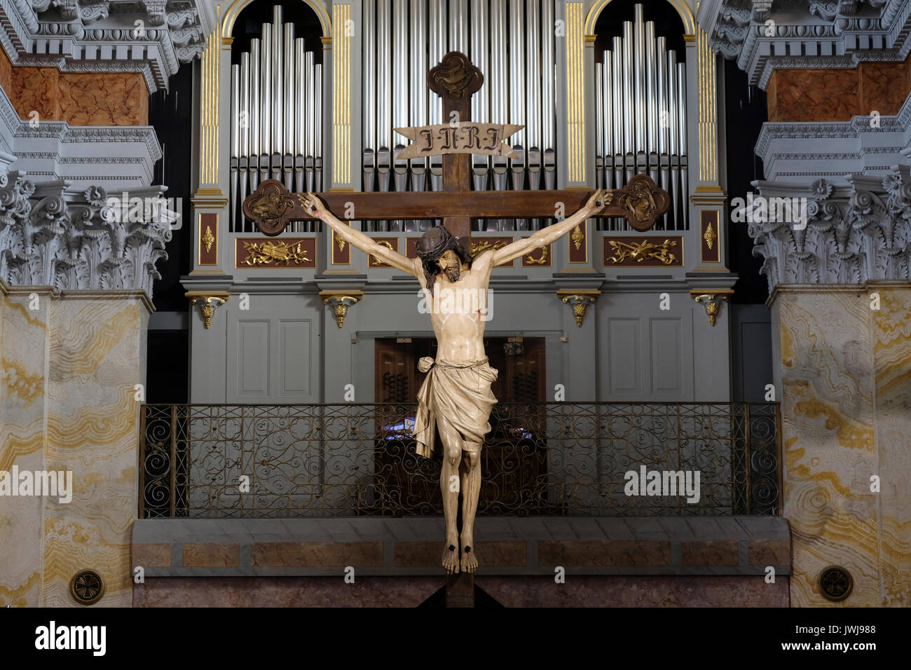 The large crucifix at the main altar inside the Franciscans Saint ...