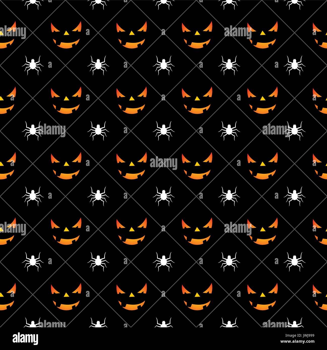 Halloween seamless pattern illustration with pumpkins scary faces and ...