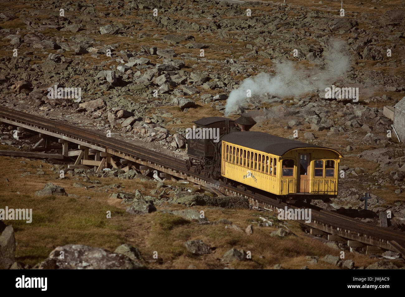 The Historic Cog Railway at Mount Washington in New Hampshire takes tourists on a 3-hour ...