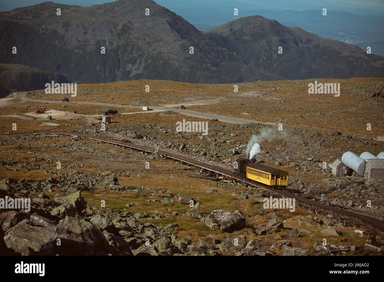 The Historic Cog Railway at Mount Washington in New Hampshire takes tourists on a 3-hour ...