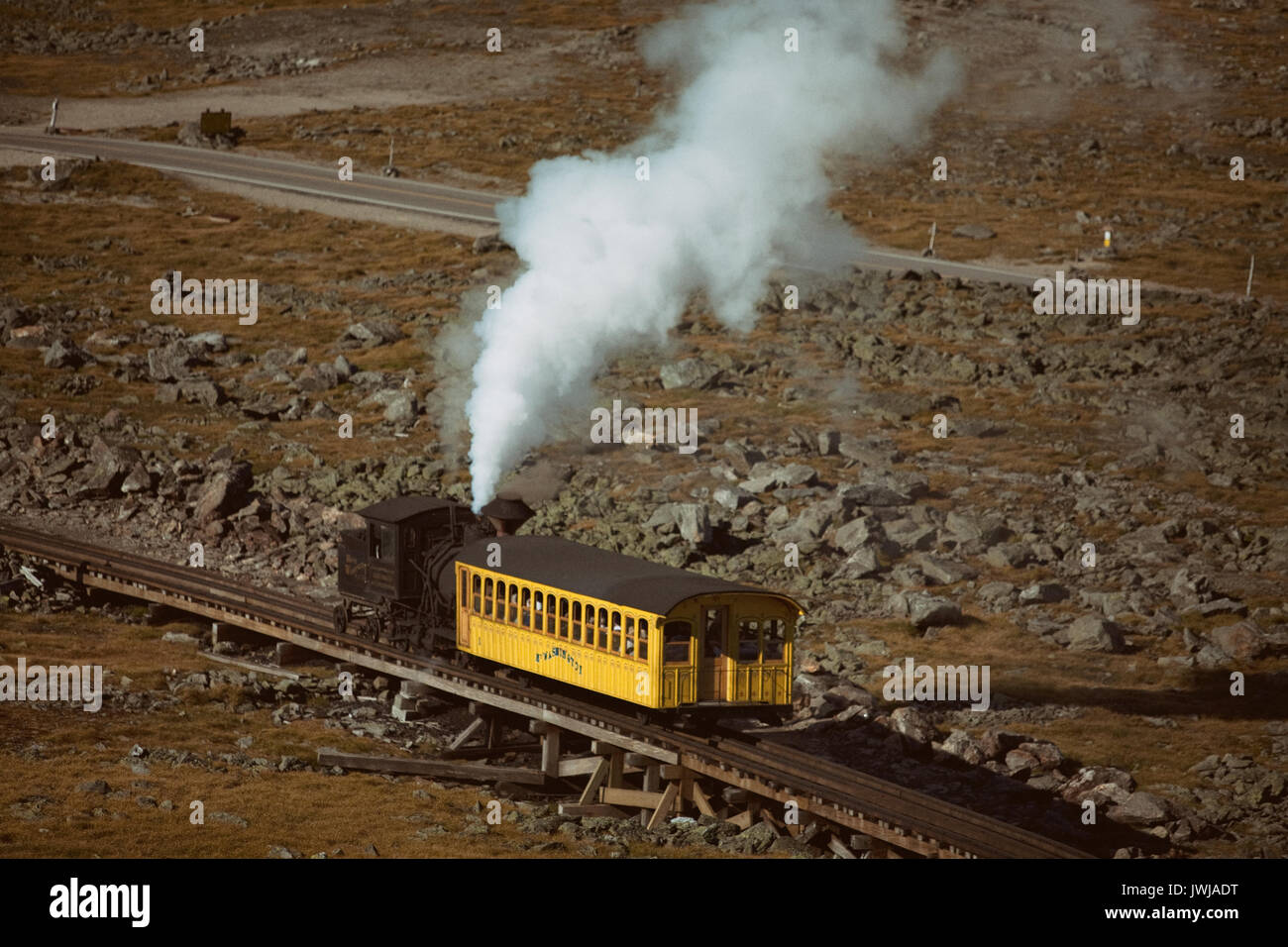 The Historic Cog Railway at Mount Washington in New Hampshire takes tourists on a 3-hour ...