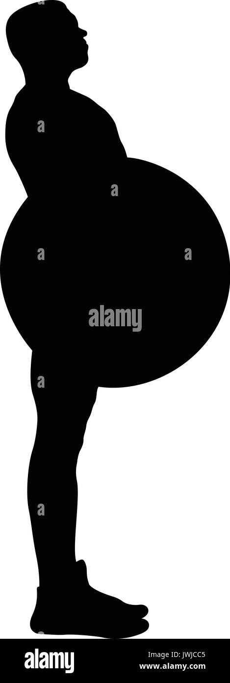 side view athlete powerlifter exercise deadlift black silhouette Stock ...