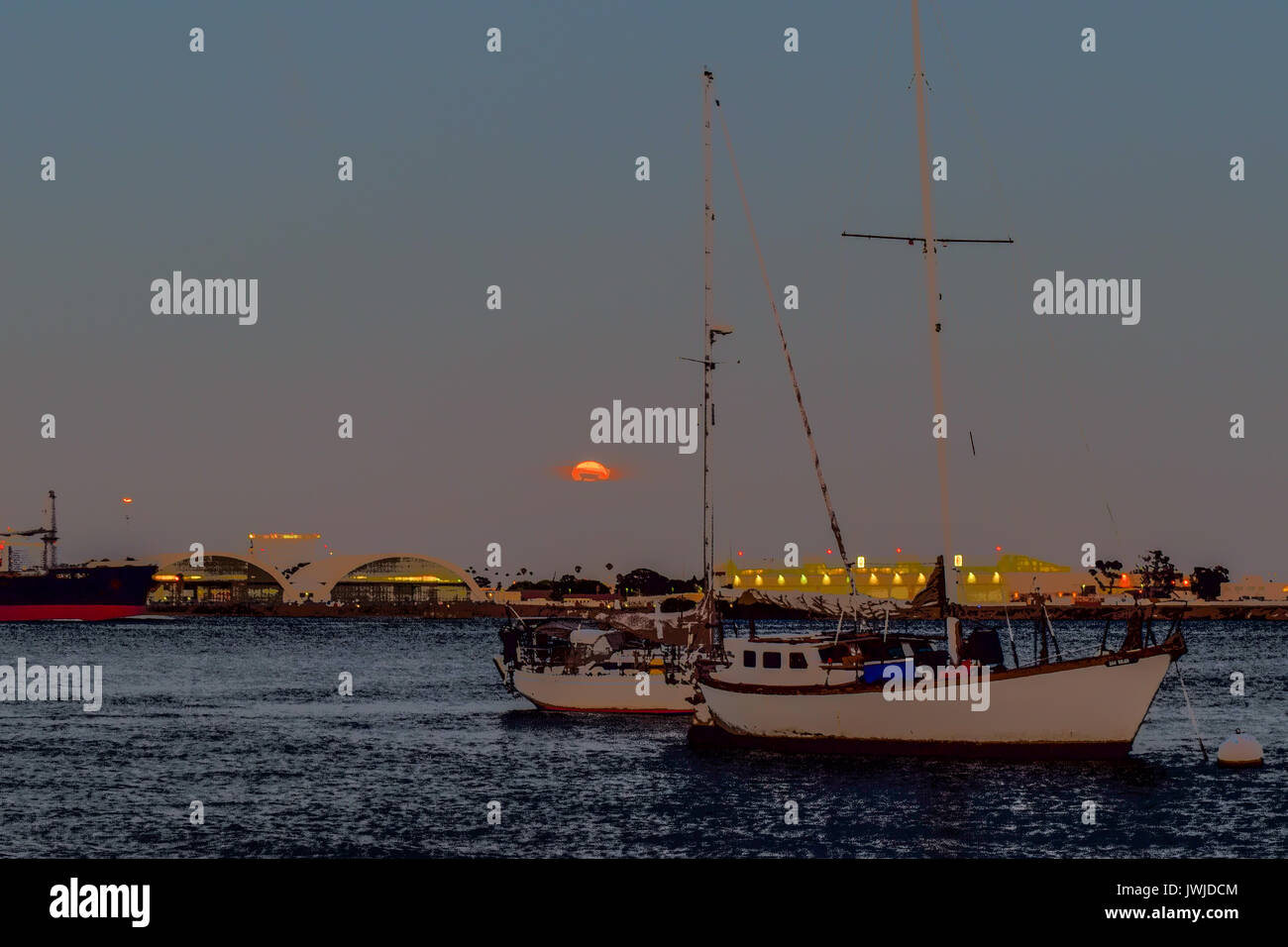 Moon rise at San Diego Bay Stock Photo - Alamy