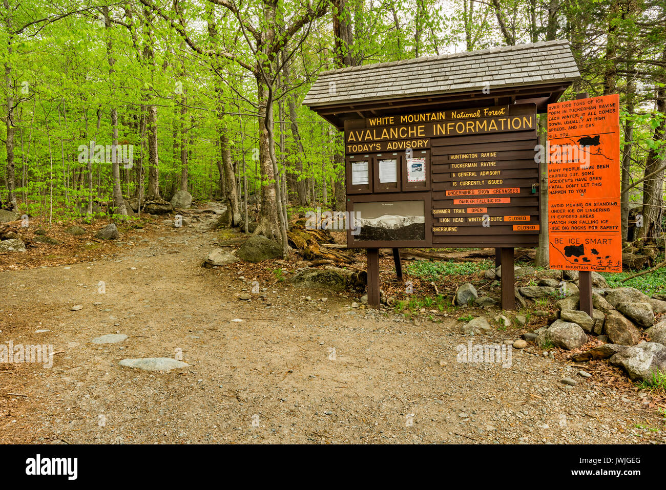 Tuckerman Ravine Trailhead and sign, Coos Co., Pinkham Notch, White ...