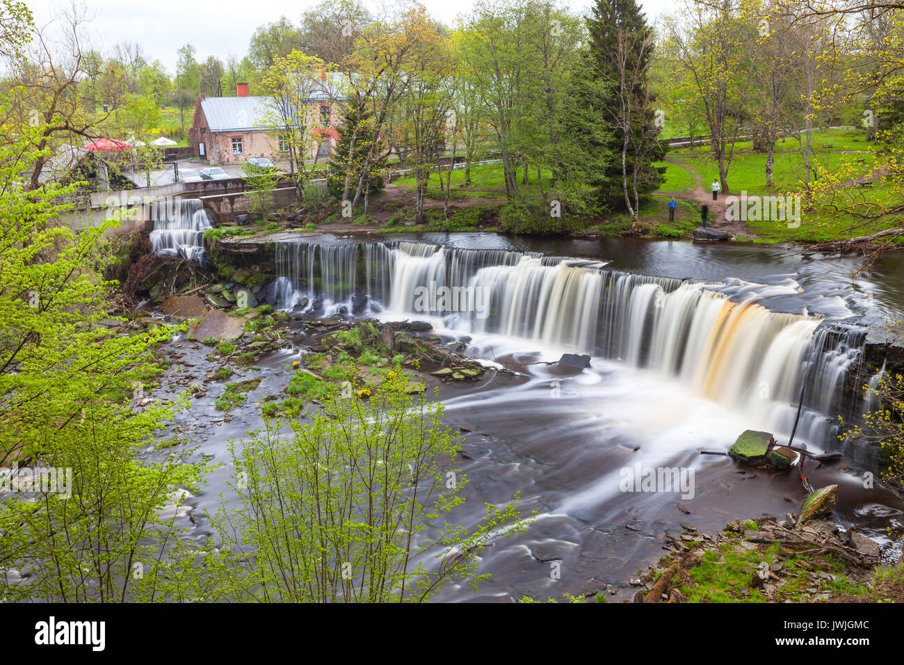 Keila Joa waterfall, long exposure and spring time with greenery Stock ...