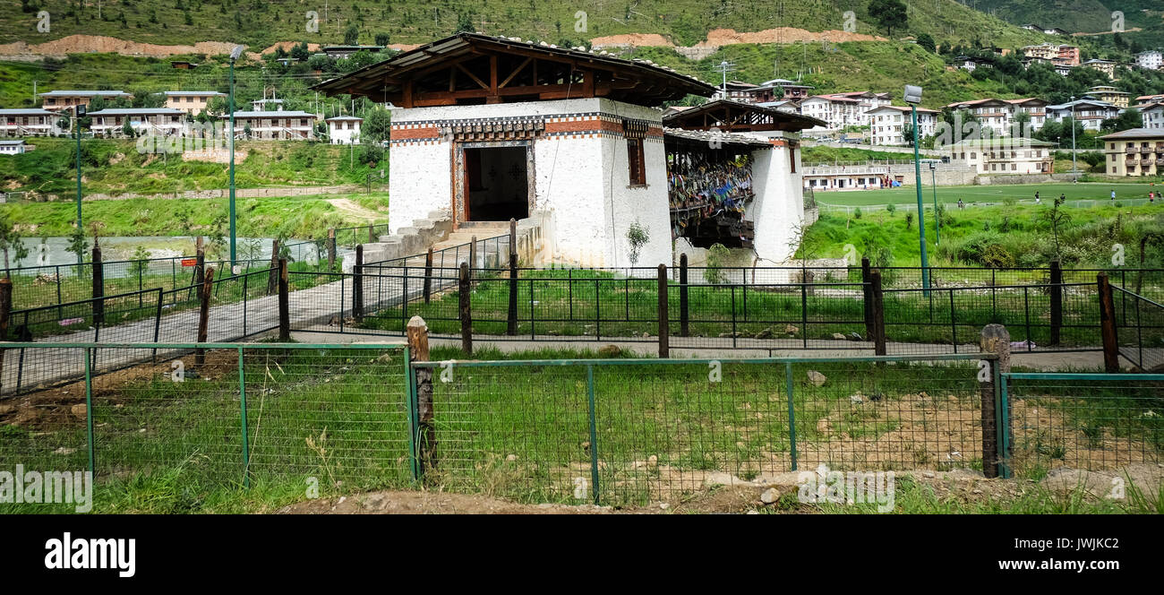 Rural houses on the hill in Bhutan. Bhutan is a small country in the ...