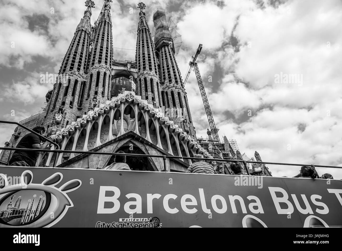 Sightseeing Bus stop Sagrada Familia - BARCELONA / SPAIN - OCTOBER 2 ...