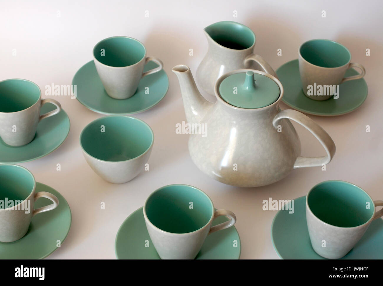 Set for tea made by Poole Pottery, Made in England. Twintone Stock ...