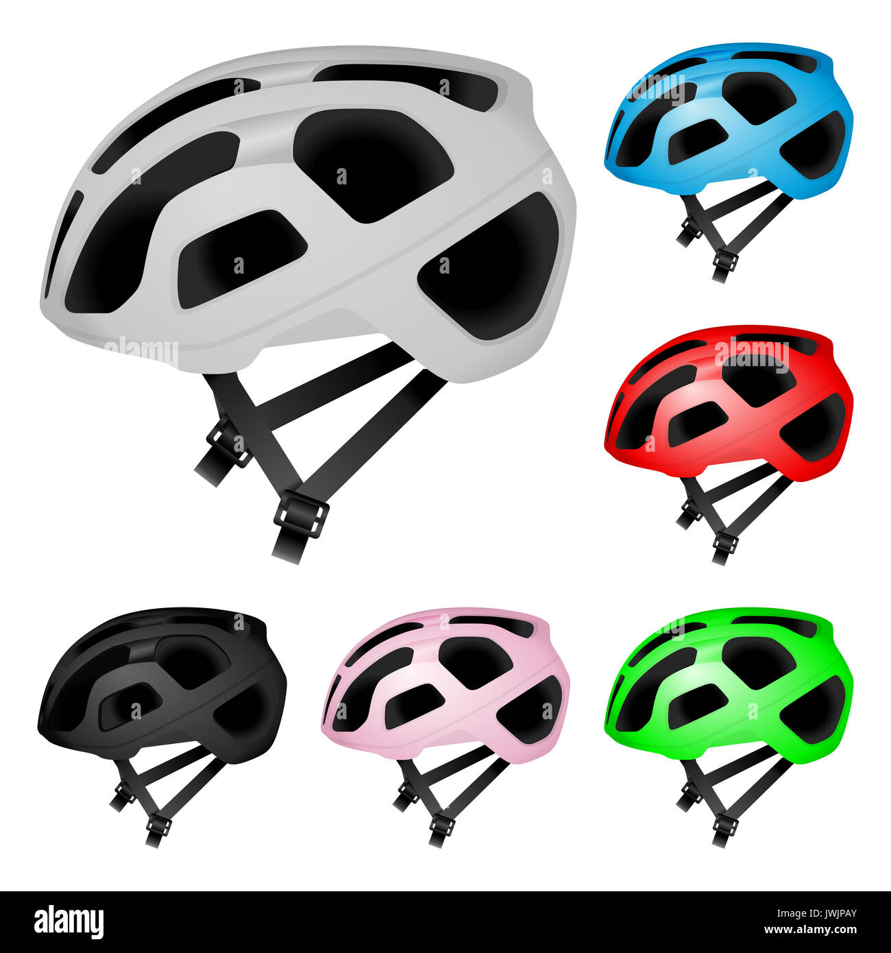 Cycling helmet set on a white background. Vector illustration Stock ...