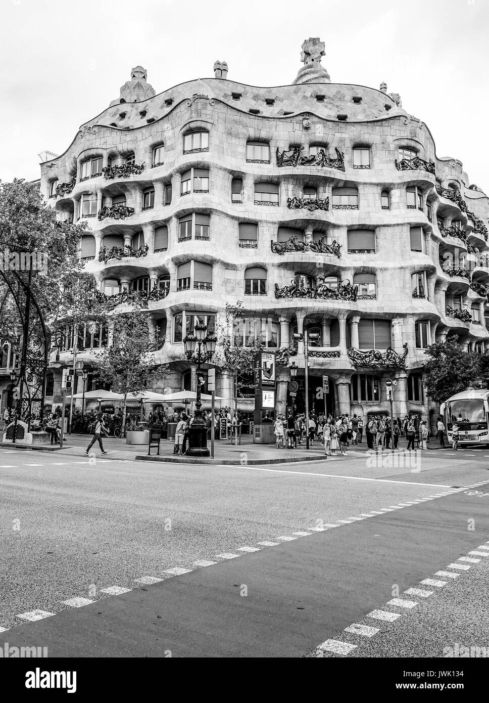Street corner at Casa Mila - one of Gaudi most famous buildings ...