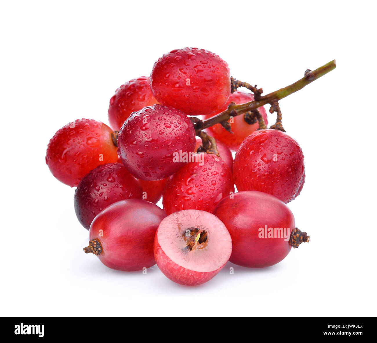 fresh red grapes with water drops isolated on white background Stock ...