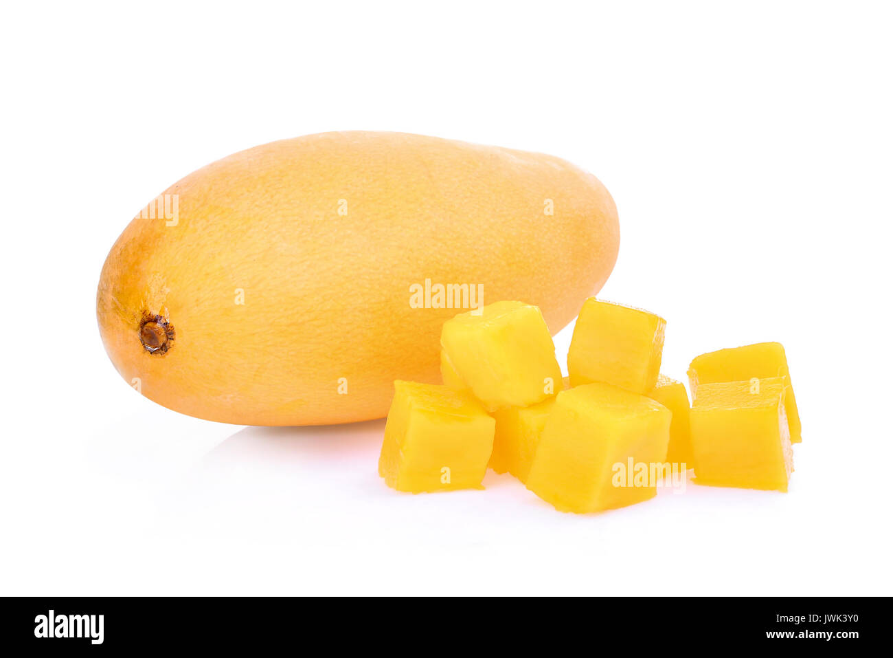 fresh mango with cubes isolated on white background Stock Photo - Alamy