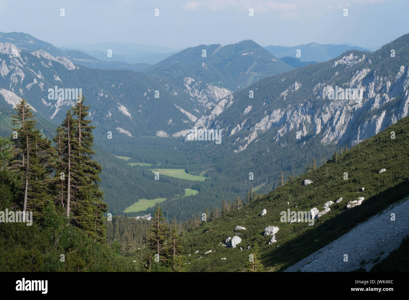 View on the valley below Stock Photo - Alamy